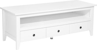 Beliani Beliani - Meuble tv au Style Traditionnel entièrement de Couleur Blanche avec 3 Tiroirs et grand Espace de Rangement Ouvert 50 cm de Hauteur