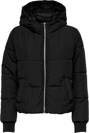 Jacqueline de Yong Newerica OTW Noos Veste à Capuche Courte Jacket, Noir/détails : Fermeture éclair argentée, XL Femme
