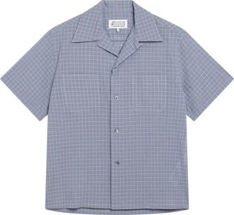 Maison Margiela Homme, Chemises, Bleu, Taille: M Short Sleeve Double Over Shirt