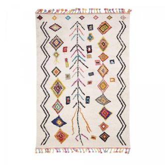 Un amour de tapis Tapis berb&egrave;re motif ethnic 120x170 ivoire LYN5 OURIKA
