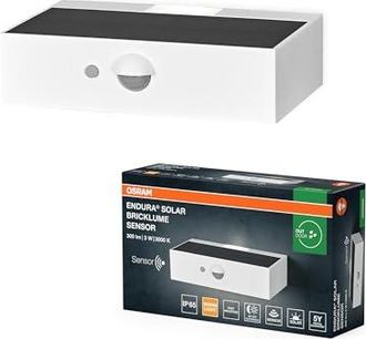 Osram ENDURA STYLE BRICKLUME Sensor, Solarleuchte, 3W, 300lm, wei&szlig;, indirekte Beleuchtung, Bewegungsmelder, Tageslichtsensor, IP65 Schutzklasse, 3.000K Farb