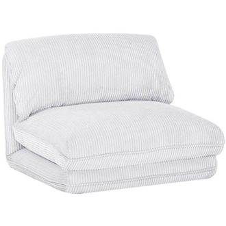 Sweeek Sweeek - Chauffeuse matelas blanc cass&eacute; convertible velours c&ocirc;tel&eacute; grosse c&ocirc;te 1 place Cosy