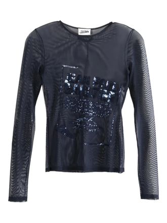 Jean Paul Gaultier sequin-embellished mesh top - Bleu