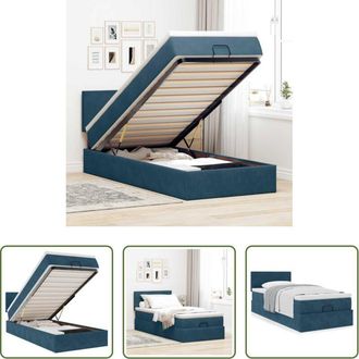vidaXL vidaXL Samt - Ottoman-Bett mit Matratze Dunkelblau 100x200 cm Samt