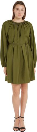 Tommy Hilfiger Damen Kleid Textured Modal Short Dress Langarm, Grün (Putting Green), 36