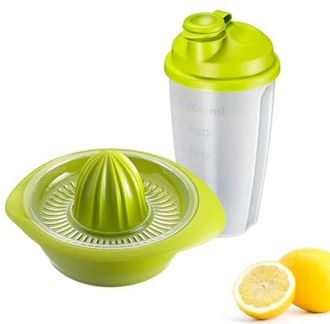 Westmark Fitness-Set 2tlg., Zitrus- und Orangenpresse und Dressingshaker, Fassungsvermögen: je 0,5 l, Kunststoff, Mixery, Limetta, Apfelgrün/Transparent, 30912