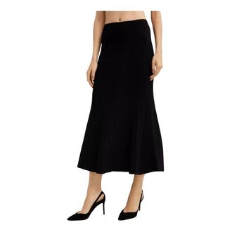Self Portrait Schwarz gestreifter ausgestellter Midirock - - Skirts - Damen - Schwarzk - S