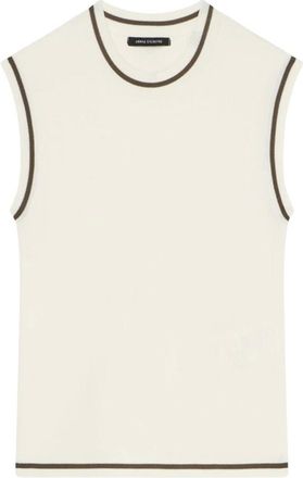 A|X Armani Exchange Femme, Pulls, Beige, Taille: 36 FR Top tricot&eacute; en tissu technique