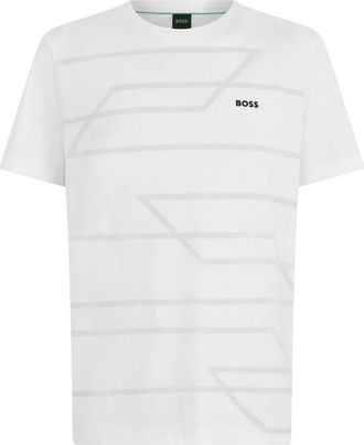 HUGO BOSS Homme, Tops, Blanc, Taille: 2XL T-shirt &agrave; manches courtes avec imprim&eacute; g&eacute;om&eacute;trique