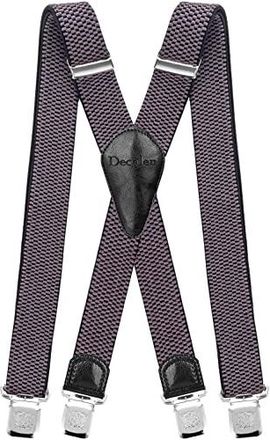 Decalen Bretelles pour Hommes et Femmes Une Taille Convient Tous Les Clips Forts Style X (Gris)