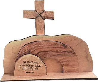 Generic Empty Tomb Easter Scene | Holzkreuz-Set, Kreuz-Dekoration, Jesus Tray, Holzschild, Tiermotiv