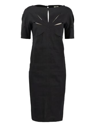Romeo Gigli robe mi-longue à découpe avant - Noir