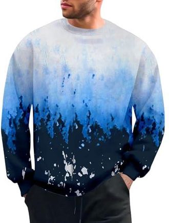 Generic Sweatshirts pour hommes Pulls Hommes Mode Imprimé Manches Longues Col Rond Manches Longues Casual Sweatshirt, bleu, 5XL