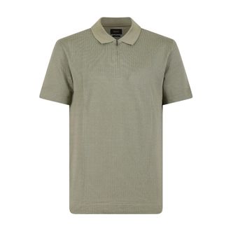 HUGO BOSS Homme, Tops, Vert, Taille: M Polo &agrave; Col Zipp&eacute; en Coton et Soie