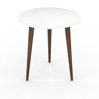 MYCS Table basse - Blanc, ronde, design scandinave, petite table pour salon élégante - 40 x 43 x 40 cm, personnalisable