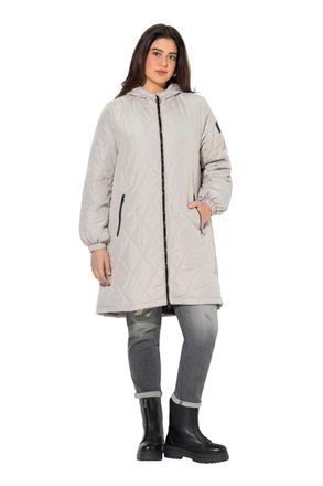Ulla Popken Damen Leichtstepp-mantel, Wasserabweisend, 2-wege-zipper Mäntel, Mittelgrau, 46 EU