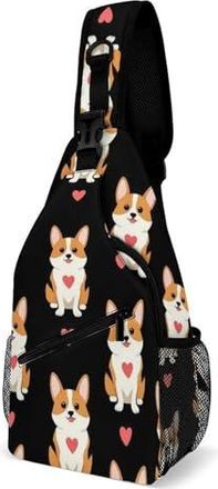 Generic Sacoche Tactique Adorable chiot Welsh Corgi dr&ocirc;le et mignon Multifonction Sacs &agrave; Bandouli&egrave;re Mode Cross Body pour Cyclisme Randonn&eacute;e Femme