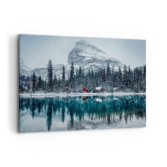 Arttor Bilder auf Leinwand 100x70cm Leinwandbild Landschaft Kanada Winter Gro&szlig; Wanddeko Bild Schlafzimmer K&uuml;che Deko Wandbilder Dekoration Wohnzimmer Wall De