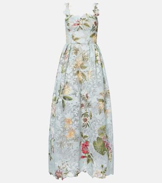 Oscar De La Renta Robe de cocktail en dentelle &agrave; fleurs