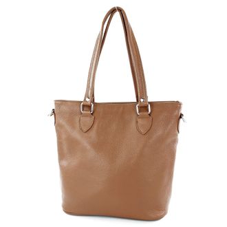 modamoda.de T215 - Italienische Ledertasche Shopper Large, Farbe:Dunkelcamel