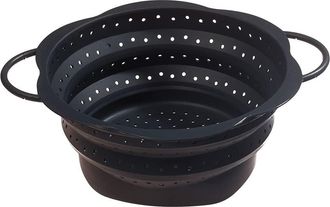 Kochblume Faltsieb L | Premium-Silikon & BPA frei| Hitzebeständig | Spülmaschinenfest | Platzsparend | Farbe: anthrazit