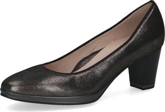 Caprice Caprice Damen Pumps aus Leder Elegant, Silber (Dk Grey Metal.), 38.5 EU