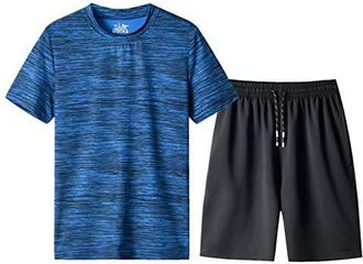Generic Ensemble short et chemise dété pour homme - Grande taille - Décontracté - Manches courtes - Ensemble de pyjama pour homme - Polo à manches courtes - S