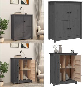 vidaXL Vidaxl - Sideboard Grau 83x41,5x100 cm Massivholz Kiefer - Holz Sideboard - Landhausstil - Wohnzimmer Einrichtung - Massives Kiefernholz - Regal