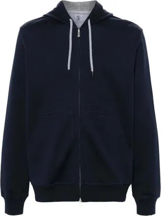 Brunello Cucinelli Homme, Sweatshirts et sweats &agrave; capuche, Bleu, Taille: S Zip-throughs
