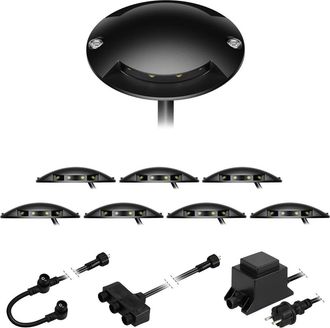 LEDs Com LED Boden-Aufbau-Leuchte Bunda, 2-flammig, schwarz f&uuml;r au&szlig;en, befahrbar, warm-wei&szlig;, 8er Set