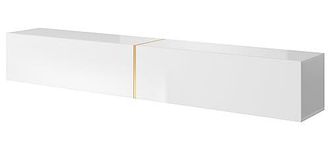 Selsey TV Schrank Board Sideboard Fernsehtisch Fernsehschrank 200 cm Hängend Weiß Gold Bisira