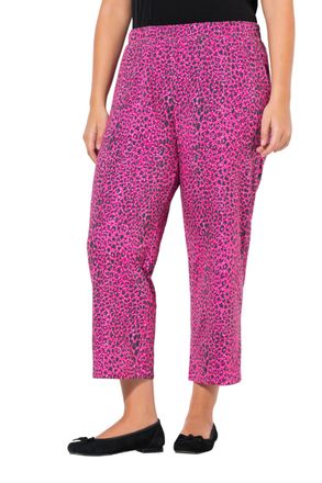 Ulla Popken Damen große Größen Übergrößen Plus Size 7/8-Jerseyhose, Bedruckt, weites Bein, Elastikbund pink 62+ 837168520-62+