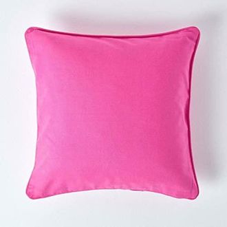 Homescapes Housse de Coussin Uni Fuchsia en 100% Coton, Housse de Coussin 60x60 cm