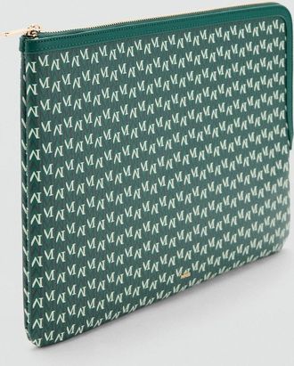 Mango Laptophülle mit Logo-Print grün - Damen - Einheitsgröße - MANGO