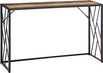 HOMCOM Table console dentr&eacute;e de style industriel, meuble vintage en acier et bois, 120 x 35 x 75 cm, marron