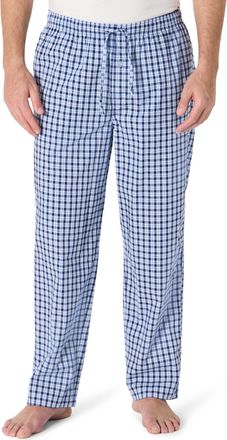 Amazon Essentials Gewebte Pyjamahose für Herren, gerader Schnitt, mit Taschen, Hellblau-weißes Plaid, XXL