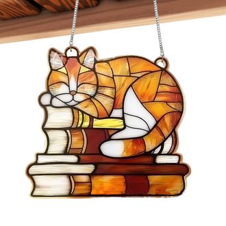 Generic Niedliches Katzen-Fensterornament - Acryl-Tierfigur, dekorativer Sonnenf&auml;nger, verspieltes Katzendesign mit leuchtenden Farben | Ideale Wanddekoration