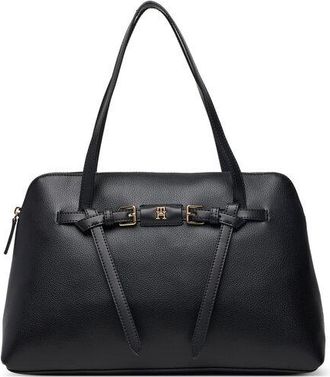 Tommy Hilfiger Handtasche Th Buckle Tote AW0AW19032 Schwarz