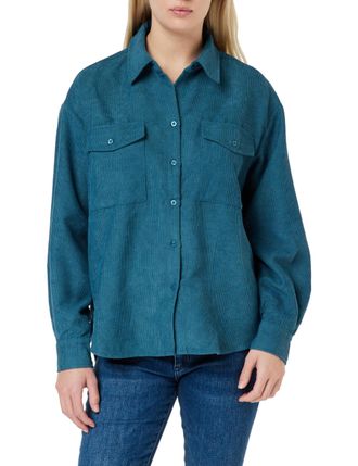 Desires Damen Efu Langarmshirt Oversized Langärmeliges Oversize-Hemd, 1176 Crystal Teal, 36