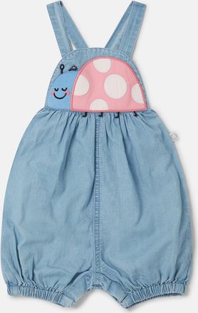 Stella McCartney Ladybird-Embroidered Denim Romper, Woman, Light blue, Size: 18m