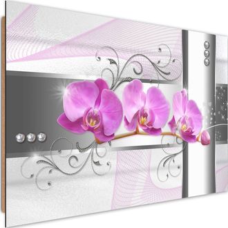 Feeby Wandbild Blumen Modern Deco Panel Bilder Orchidee Abstrakt muster Rosa 60x40 cm