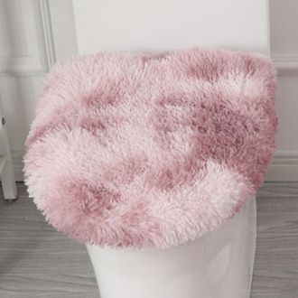 Insun WC-Deckelbezug Hochflor Waschbar Anti-Rutsch, Toilettensitzbezug Weich Flauschige Batik Mauve Pink 45 x 50 cm