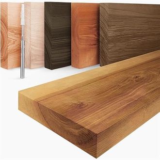 Lamofootwear Manufaktur &Eacute;tag&egrave;re Flottante Murale Bois avec Fixation Invisible | Etagere 40 cm Largeur pour Salle de Bain, Couloir, Cuisine | Couleur: Rustique, Bor