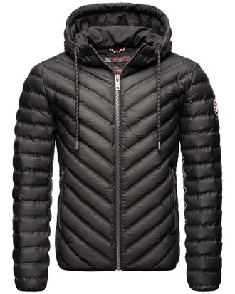Navahoo Herren &Uuml;bergangsjacke Jacke Steppjacke Stepp gef&uuml;ttert mit Kapuze B837 [B837-Fey-Schwarz-Gr.XXL]