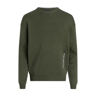 Calvin Klein Vertikaler Institutionspullover in Thymian Gr&uuml;n - - Sweatshirts & Hoodies - Herren - Gr&uuml;n - XL
