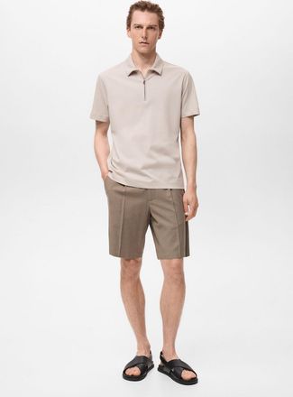 Mango Polo col zippé sable - Homme - XXL - MANGO MAN