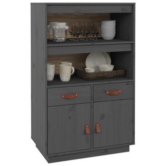 Generic Highboard aus Massivem Kiefernholz, 2 Schubladen und Doppelt&uuml;rfach mit Offenen Regalen, Multifunktionaler Organizer f&uuml;r Zuhause, K&uuml;che und Schlafzimme
