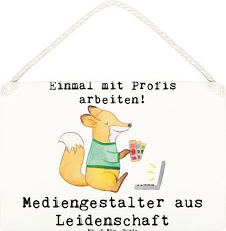 Mr. & Mrs. Panda Schild Mediengestalter Leidenschaft DIN A6 - Geschenk, Designer, T&uuml;rschild, Wandbild Holz, Grafiker, Spruch, Lustig, Dekobrett, wandtafel, K&uuml;chenschil