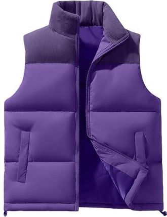 Feoya Homme Doudoune Sans Manches Matelass&eacute; Gilet Col Montant L&eacute;g&egrave;re sans Manche Hiver Chaud Blouson Veste Gilet Matelass&eacute;e Homme Automne Hiver Violet S