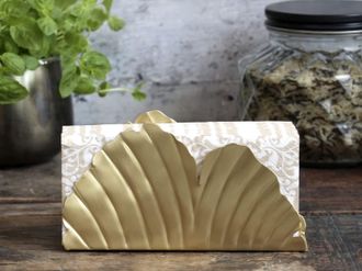 Chic Antique Serviettenhalter Shell L17cm hochwertiger Serviettenst&auml;nder Messing